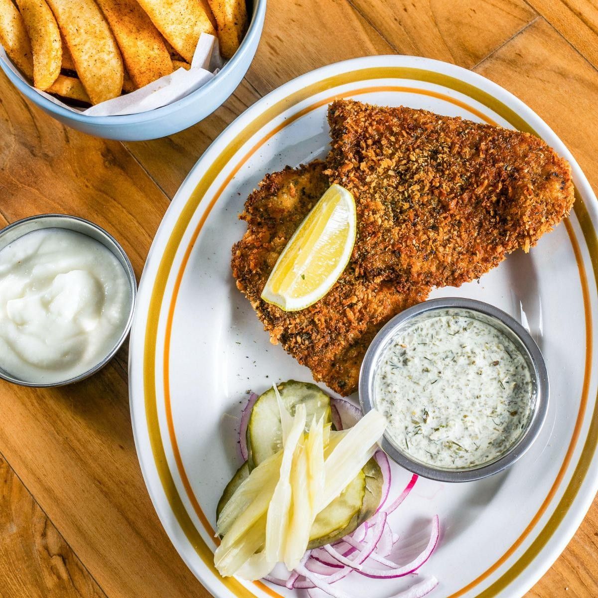 Bjorn Shenʼs Swordfish Schnitzel with Za’atar and Seaweed Tartar Sauce ...