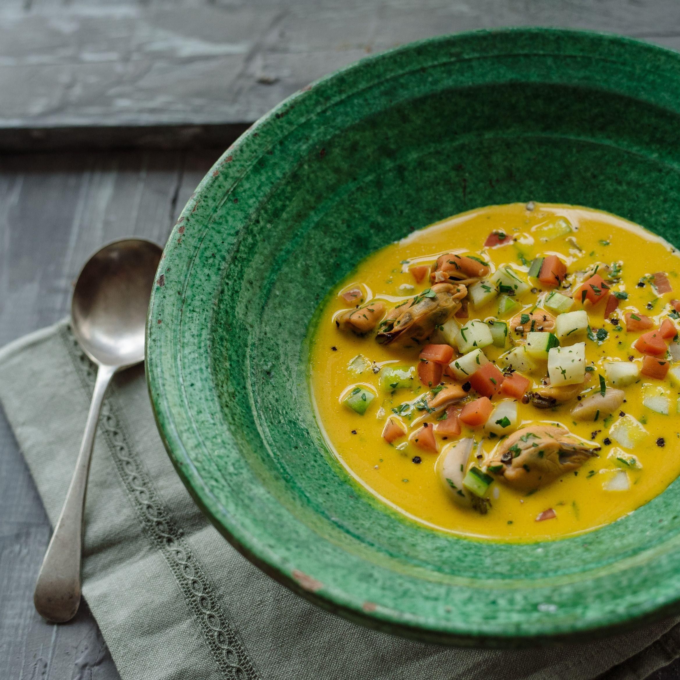 Tom Kitchinʼs Mussel and Vegetable Saffron Soup Recipe: Verified by Tom ...
