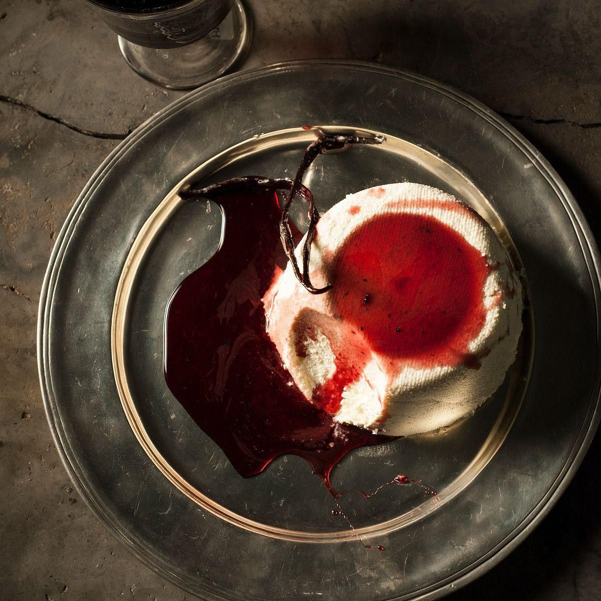 Stelios Parliaros兵s Ricotta Mousse With Red Wine And Vanilla Sauce